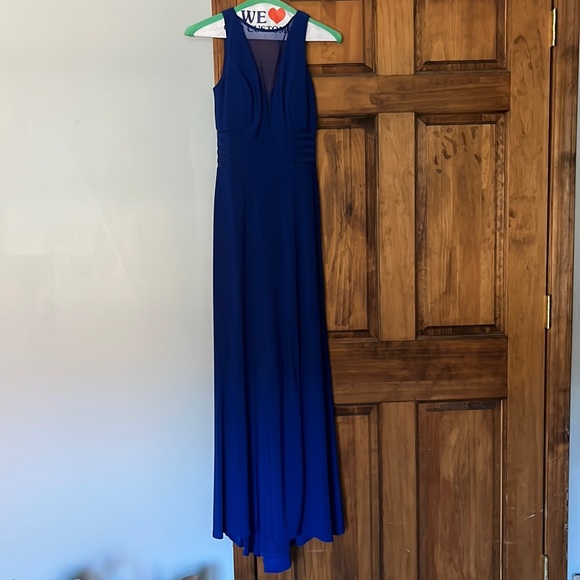 Morgan & Co. | Dresses | Royal Blue Gown With Mesh Ribbing And Chest ...